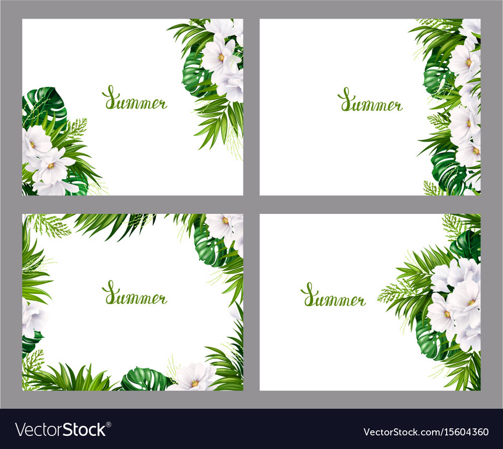 Set of holiday banners with green tropical palm Vector Image
