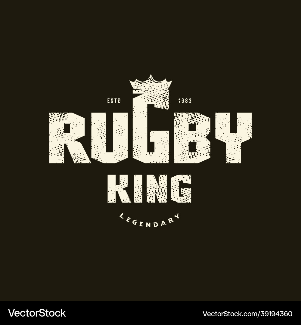 Sport emblem rugby king Royalty Free Vector Image