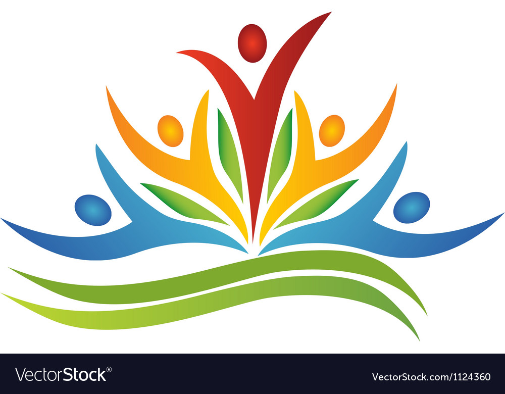 Teamwork flower with leafs logo Royalty Free Vector Image Teamwork flower with leafs logo Royalty Free Vector Image