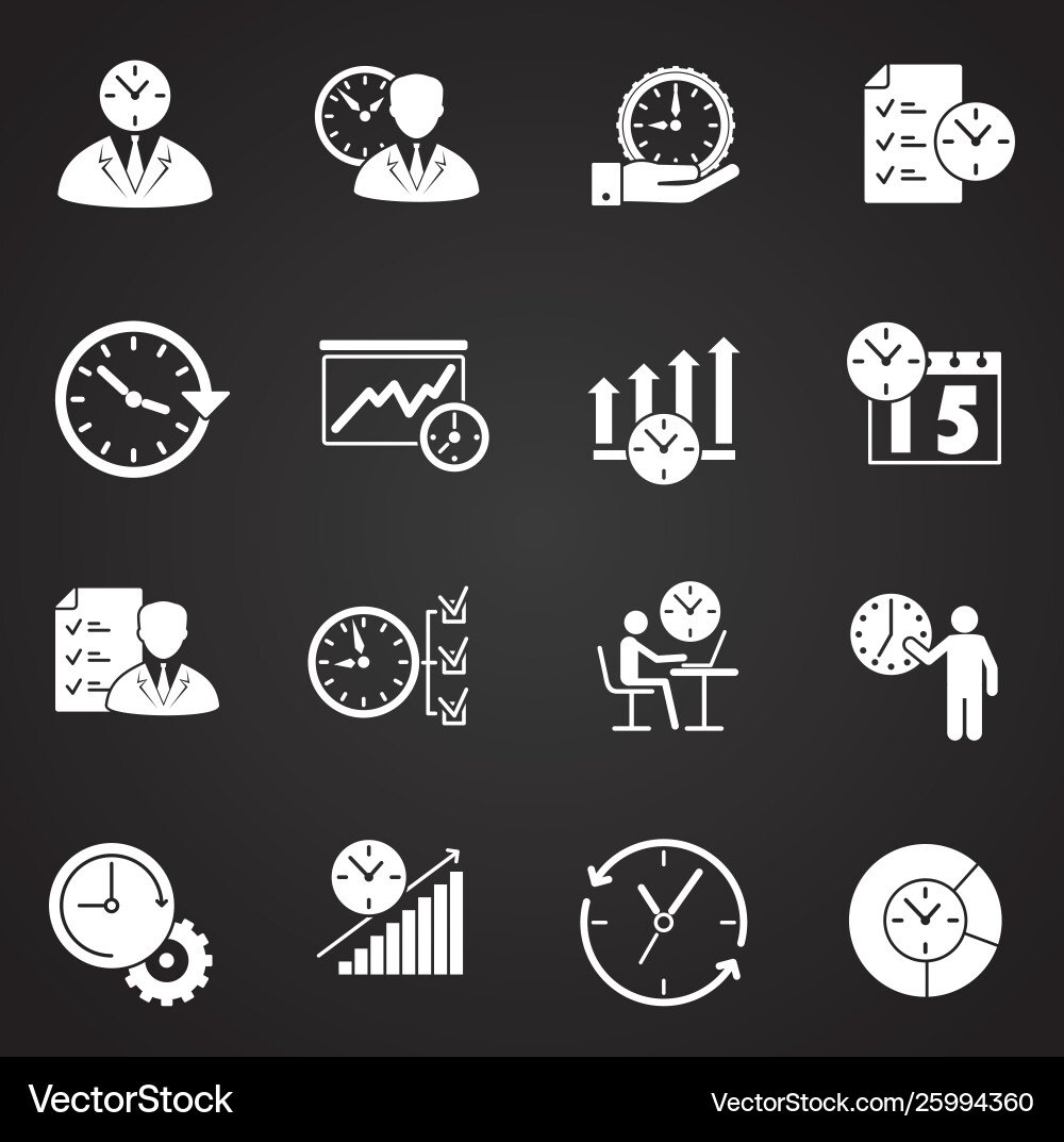 Time management related icons set on background Vector Image