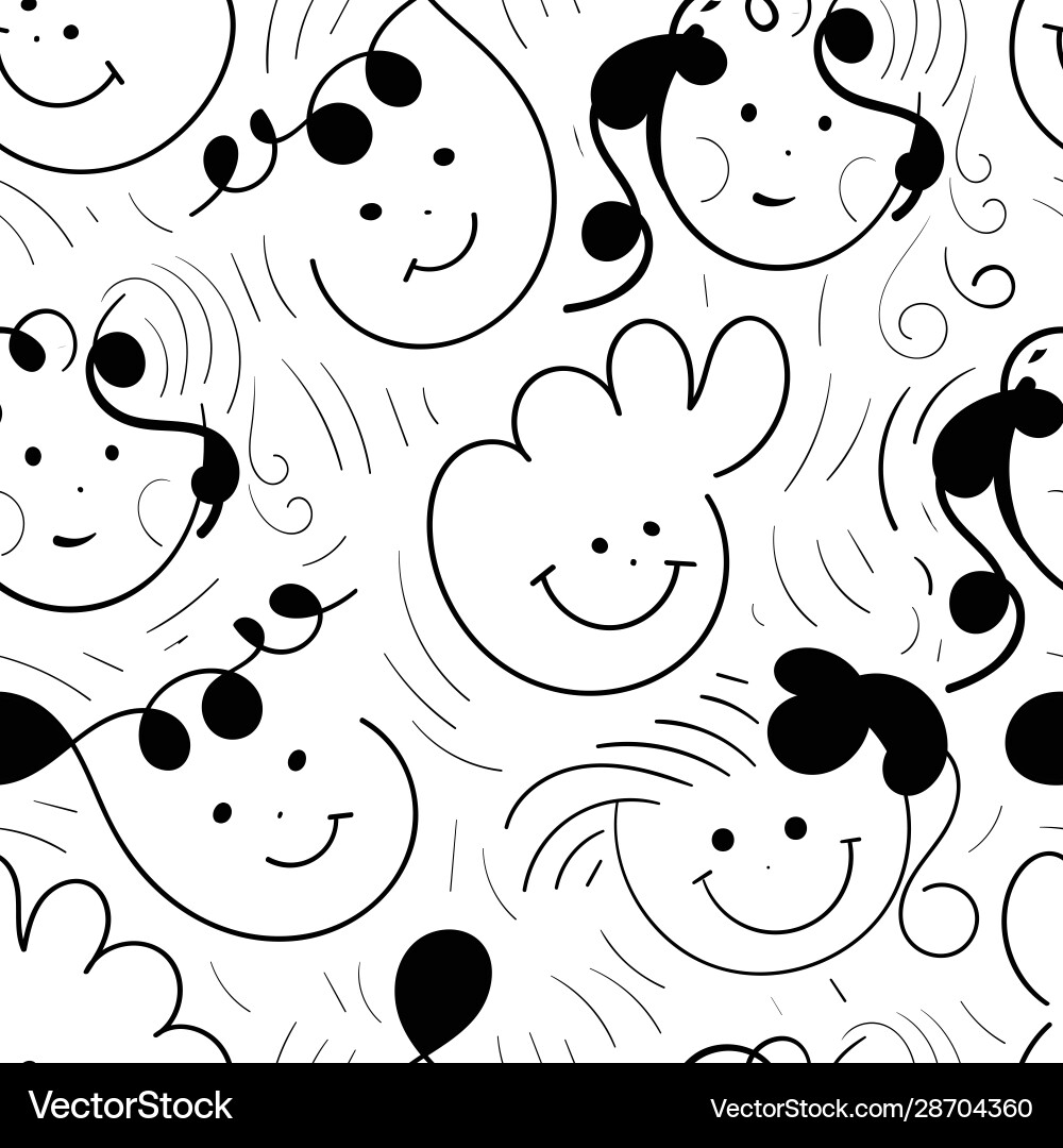 White with smiling and happy faces seamless Vector Image
