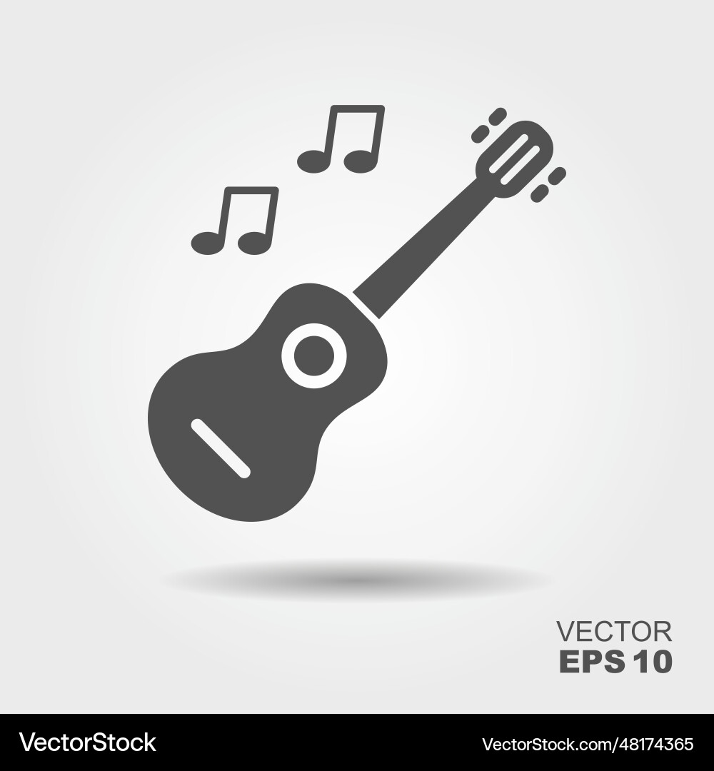 Acoustic guitar flat icon musical Royalty Free Vector Image
