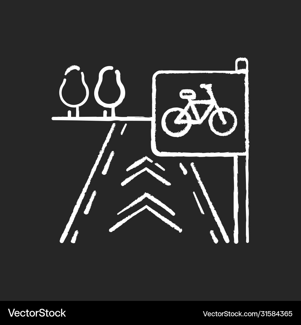 Bicycle lane chalk white icon on black background Vector Image