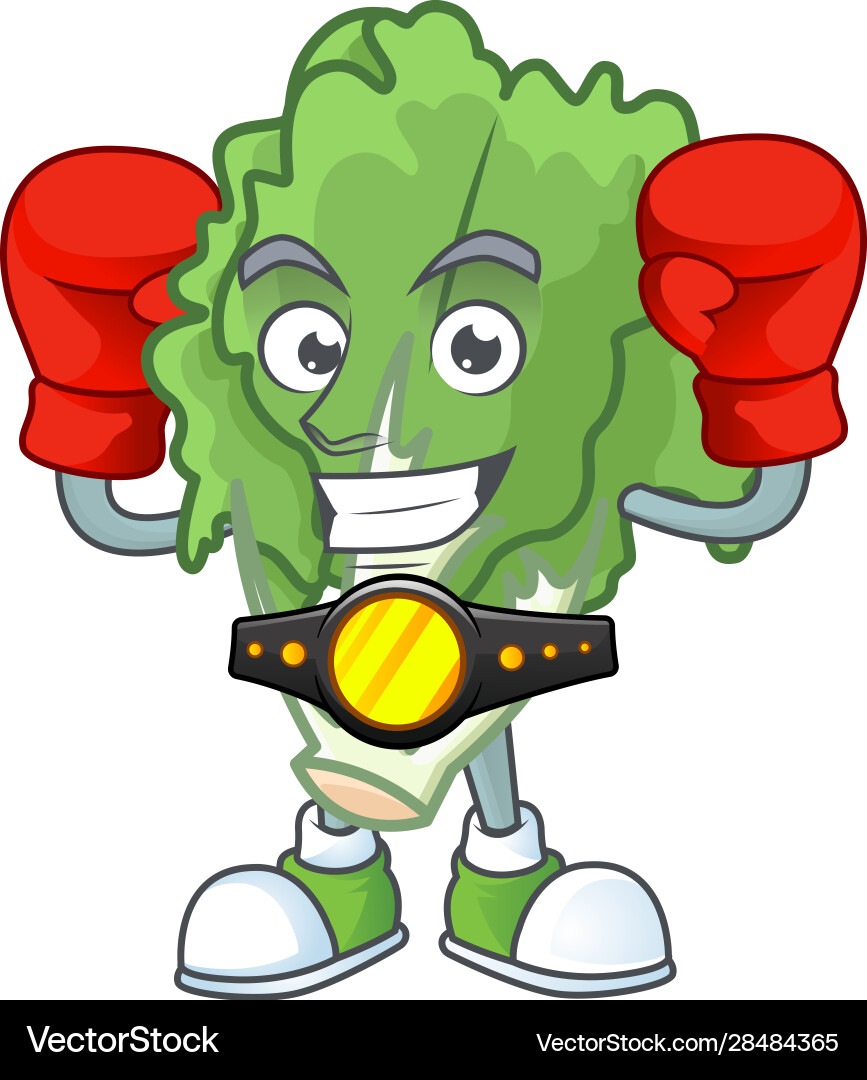 Funny face boxing endive cartoon character design Vector Image
