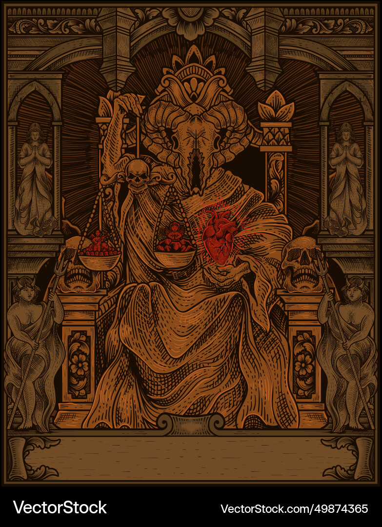 King satan on gothic engraving ornament style Vector Image