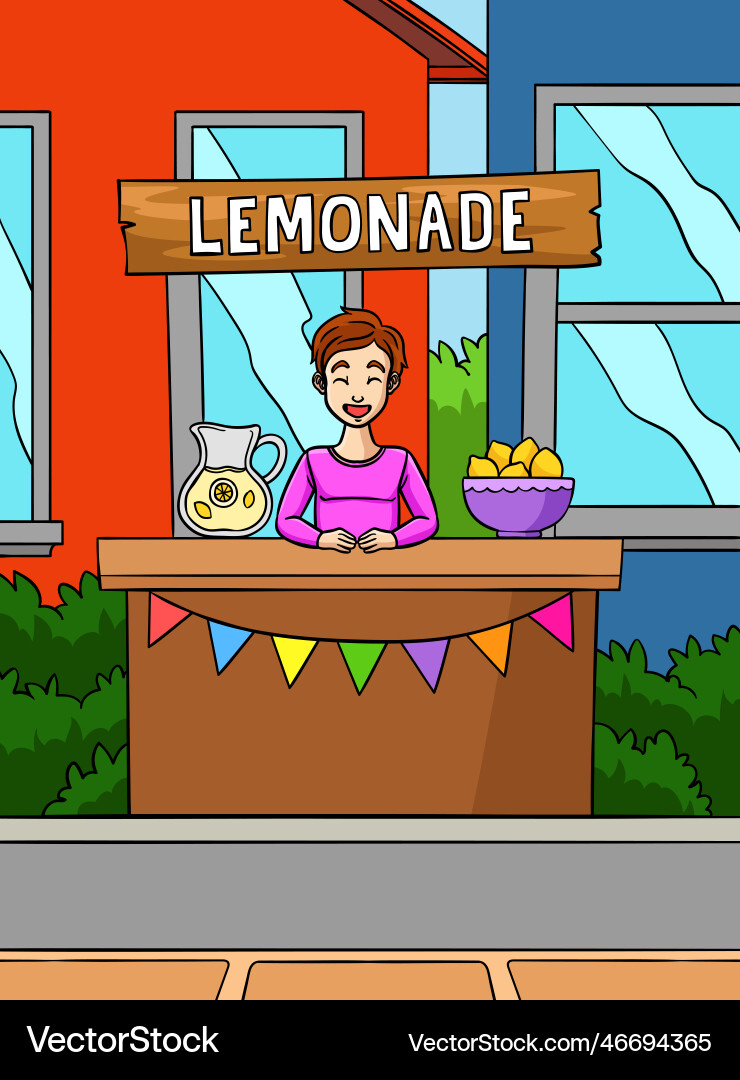 Lemonade juice vendor colored cartoon Royalty Free Vector