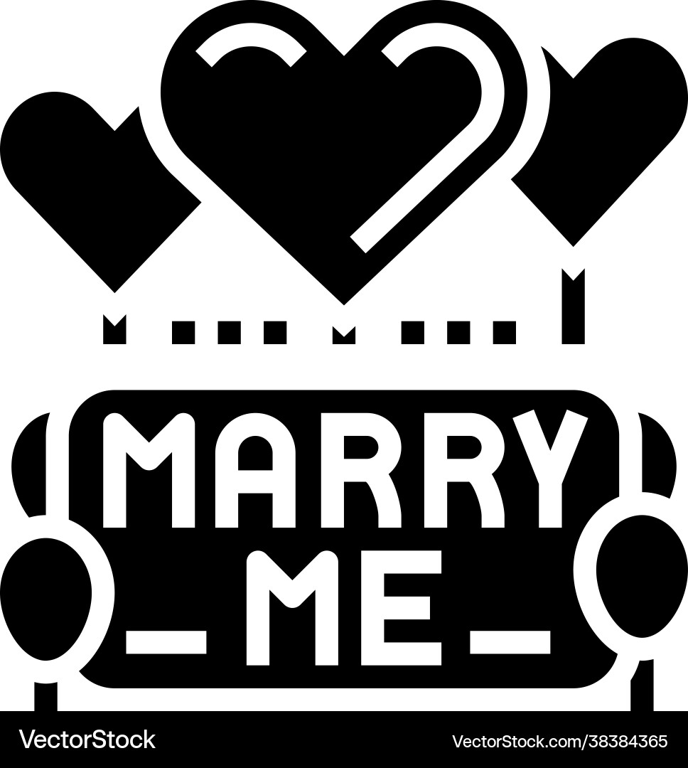 Proposal marry me balloons glyph icon Royalty Free Vector