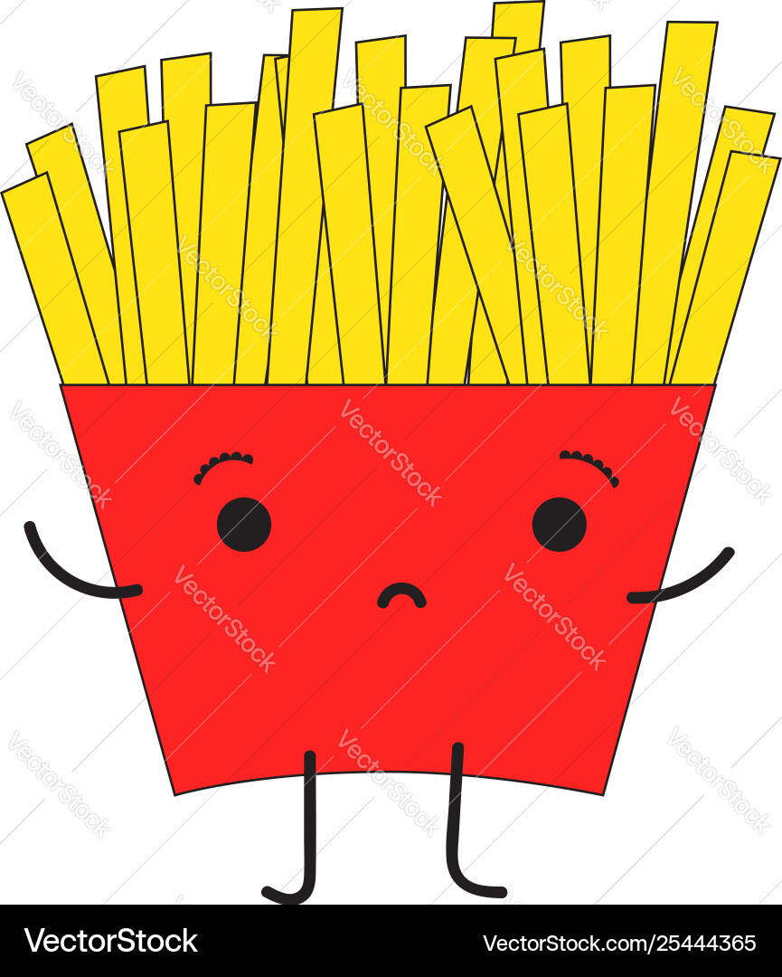 Sad fries or color Royalty Free Vector Image - VectorStock