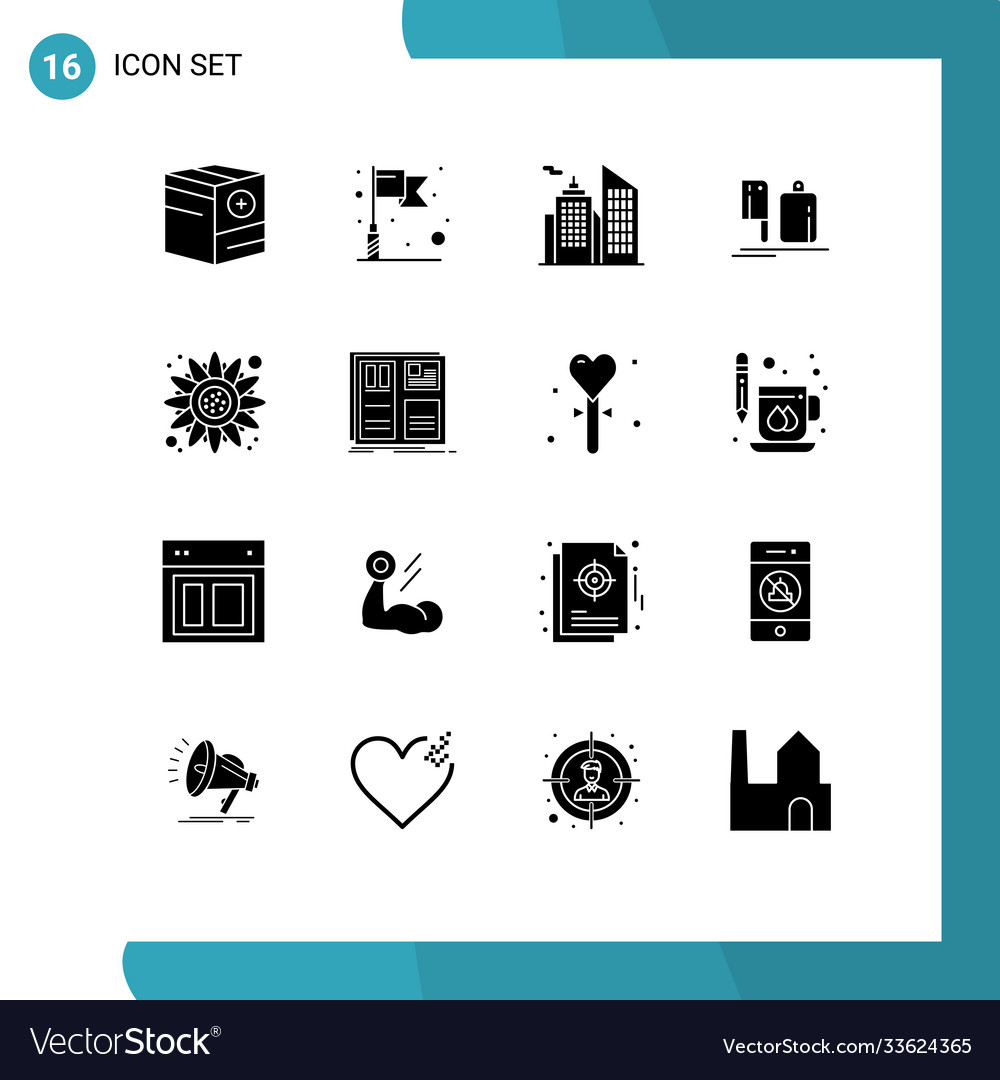 Stock icon pack 16 line signs and symbols Vector Image