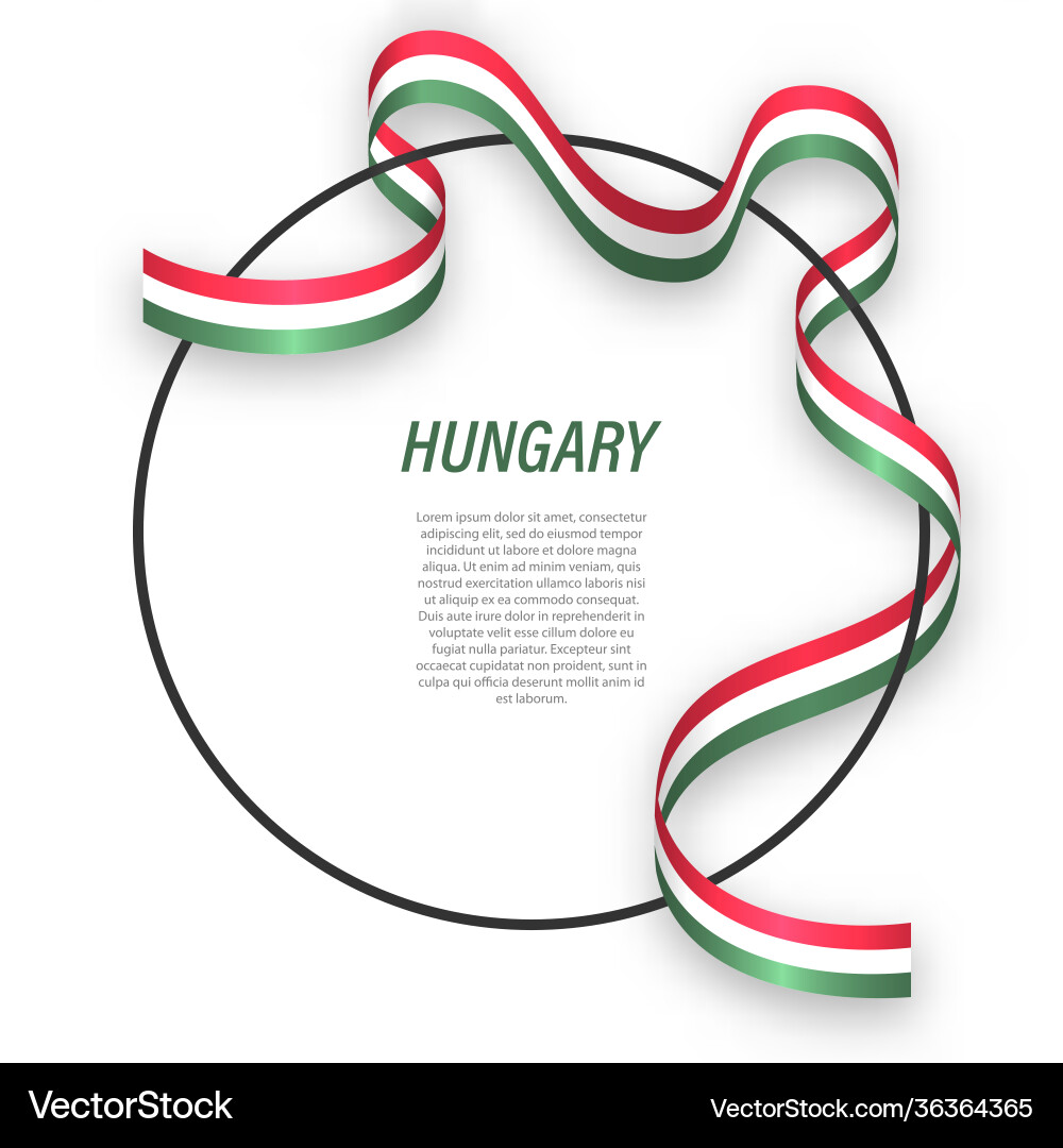 Waving ribbon flag hungary on circle frame Vector Image
