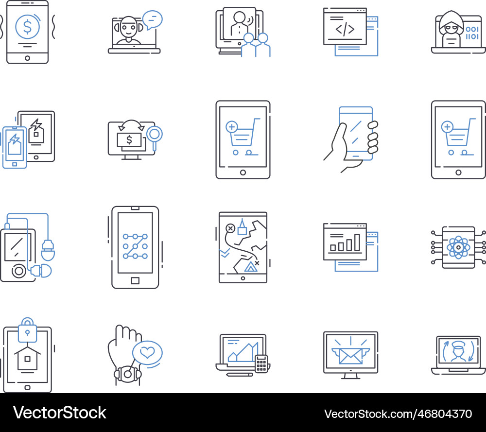 Apparatus line icons collection equipment tools Vector Image
