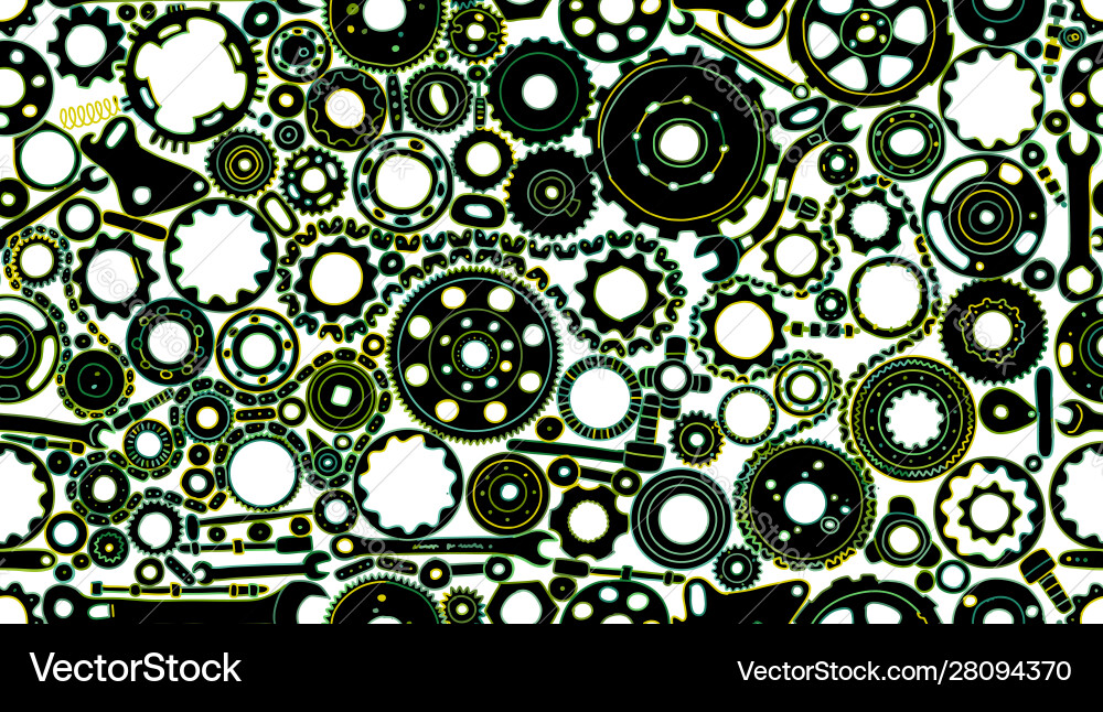 Auto spare parts and gears seamless pattern Vector Image
