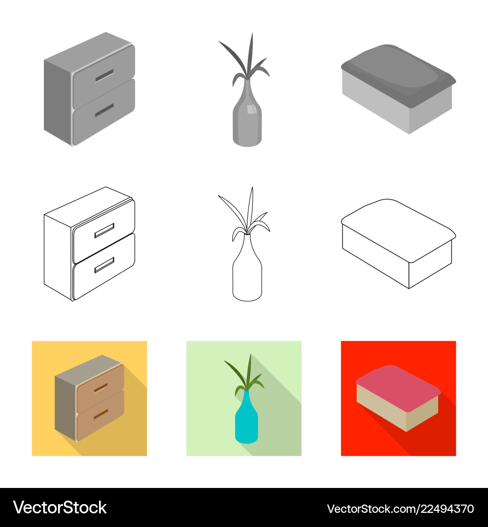 Bedroom and room symbol Royalty Free Vector Image