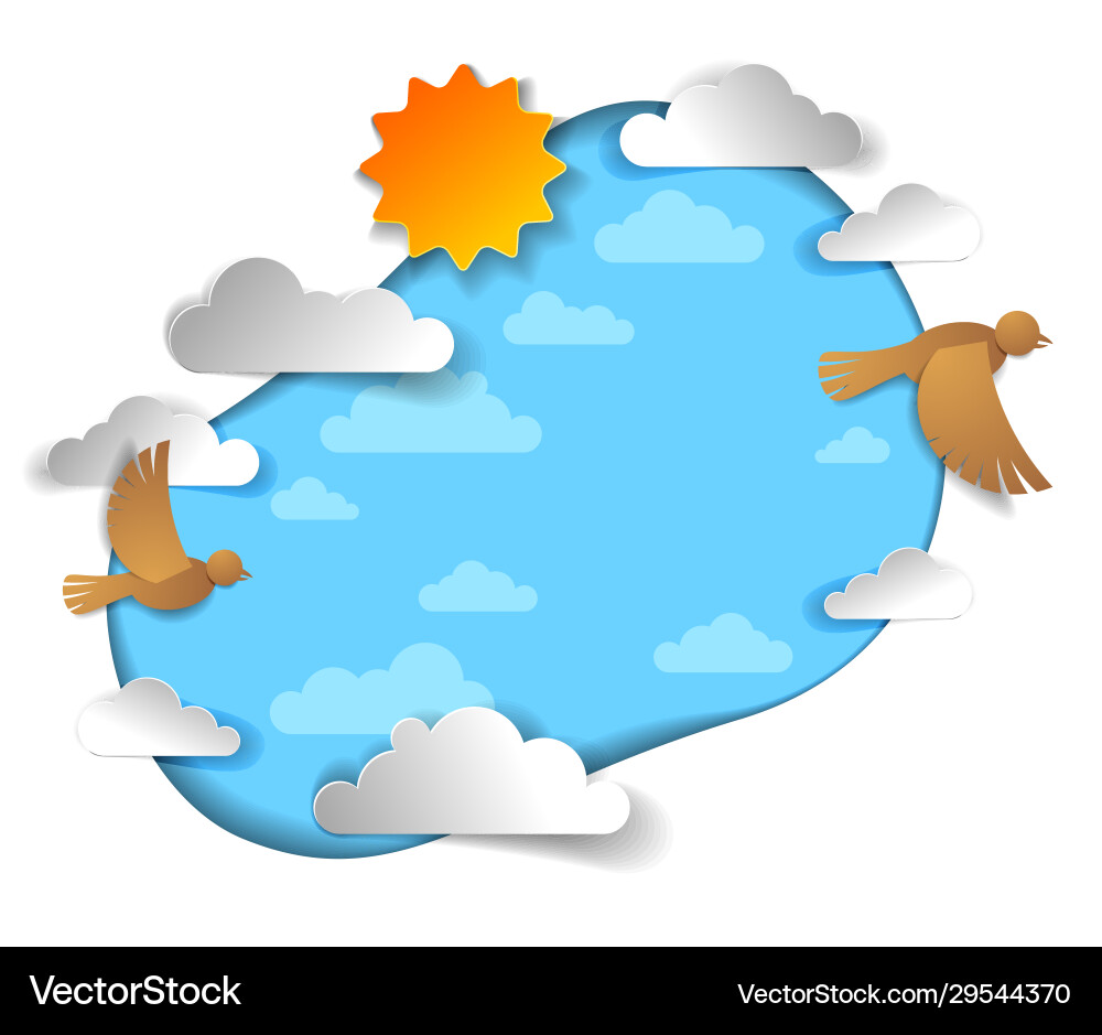 Birds flying in sky among beautiful clouds Vector Image