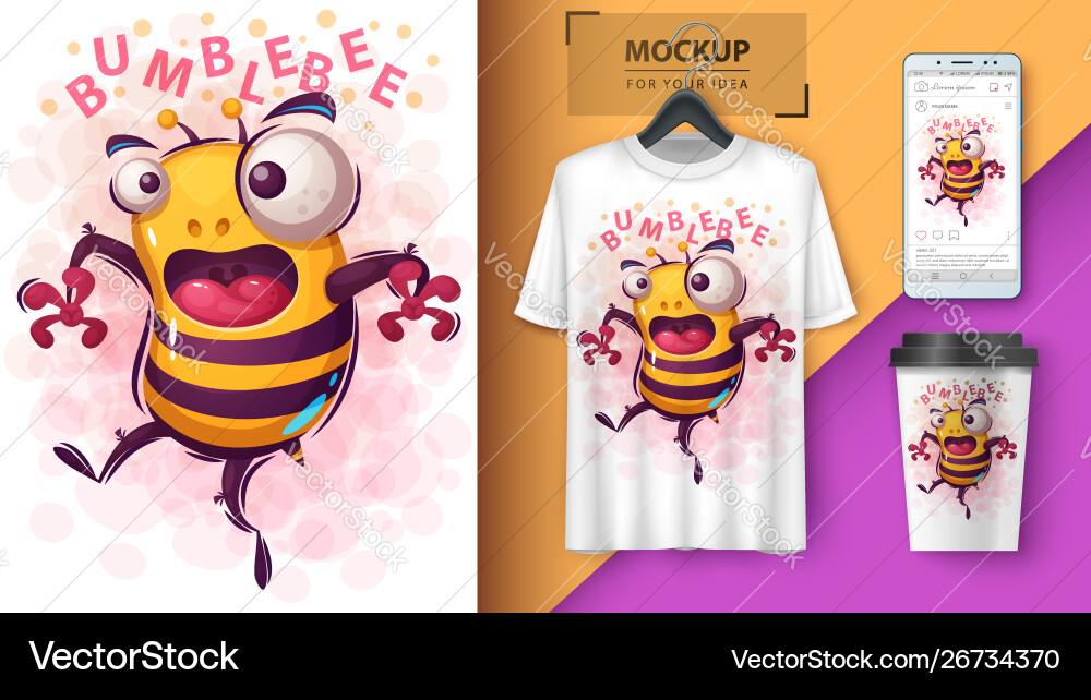 Cartoon crazy bead - mockup for your idea Vector Image