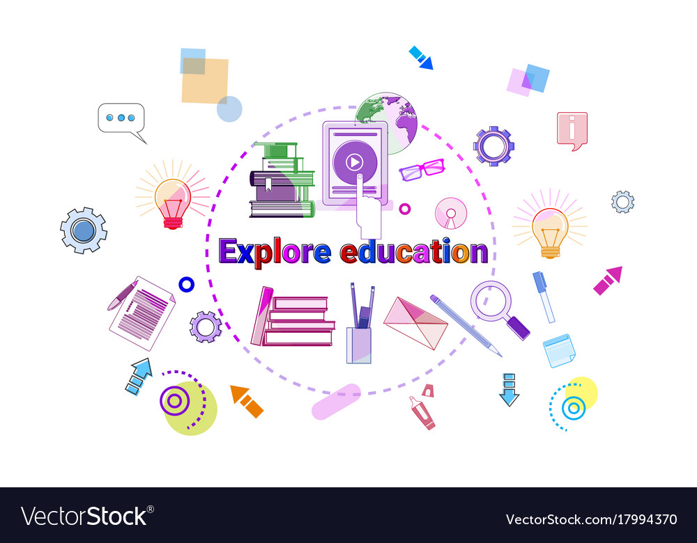 Explore education banner online study elearning Vector Image