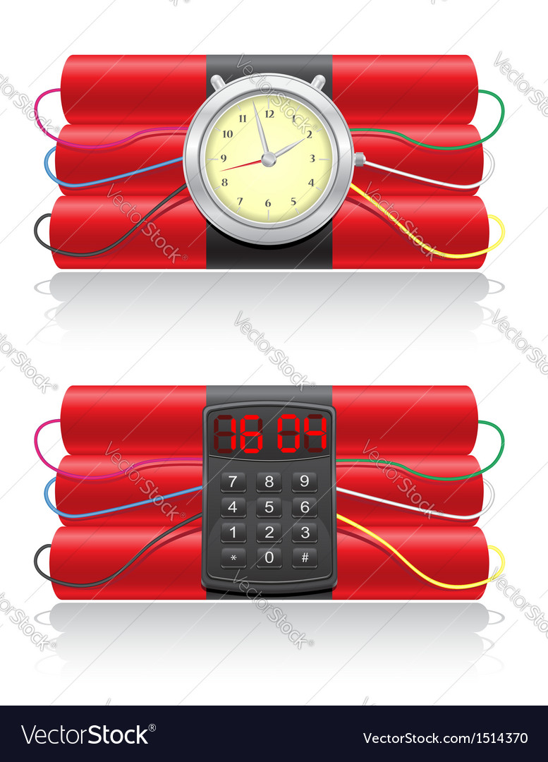 Explosive dynamite and clockwork Royalty Free Vector Image