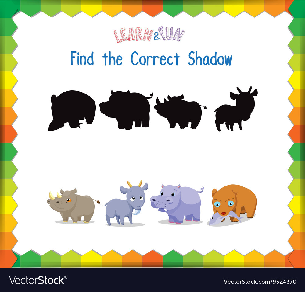 Find correct animals shadow Royalty Free Vector Image Find correct animals shadow Royalty Free Vector Image