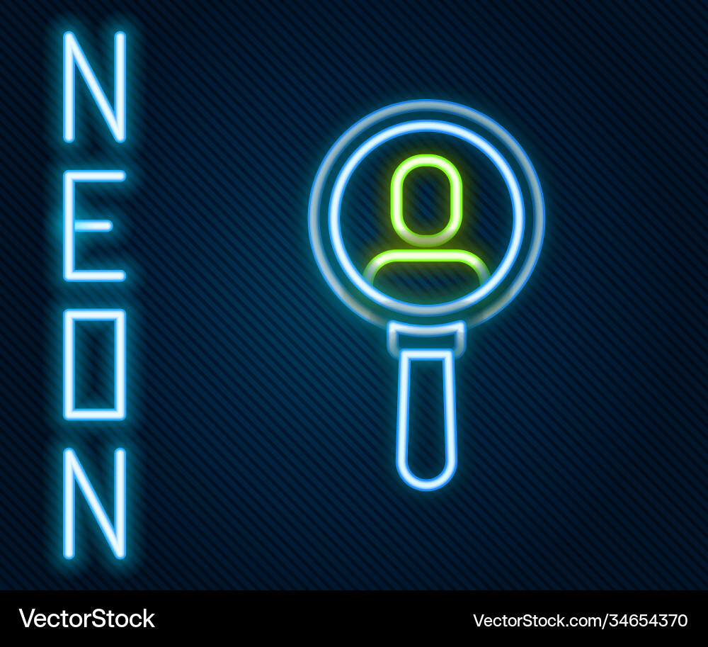 Glowing neon line magnifying glass for search Vector Image