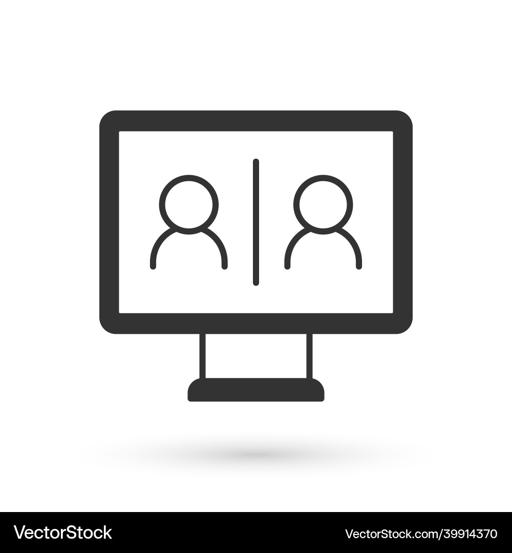 Grey video chat conference icon isolated on white Vector Image