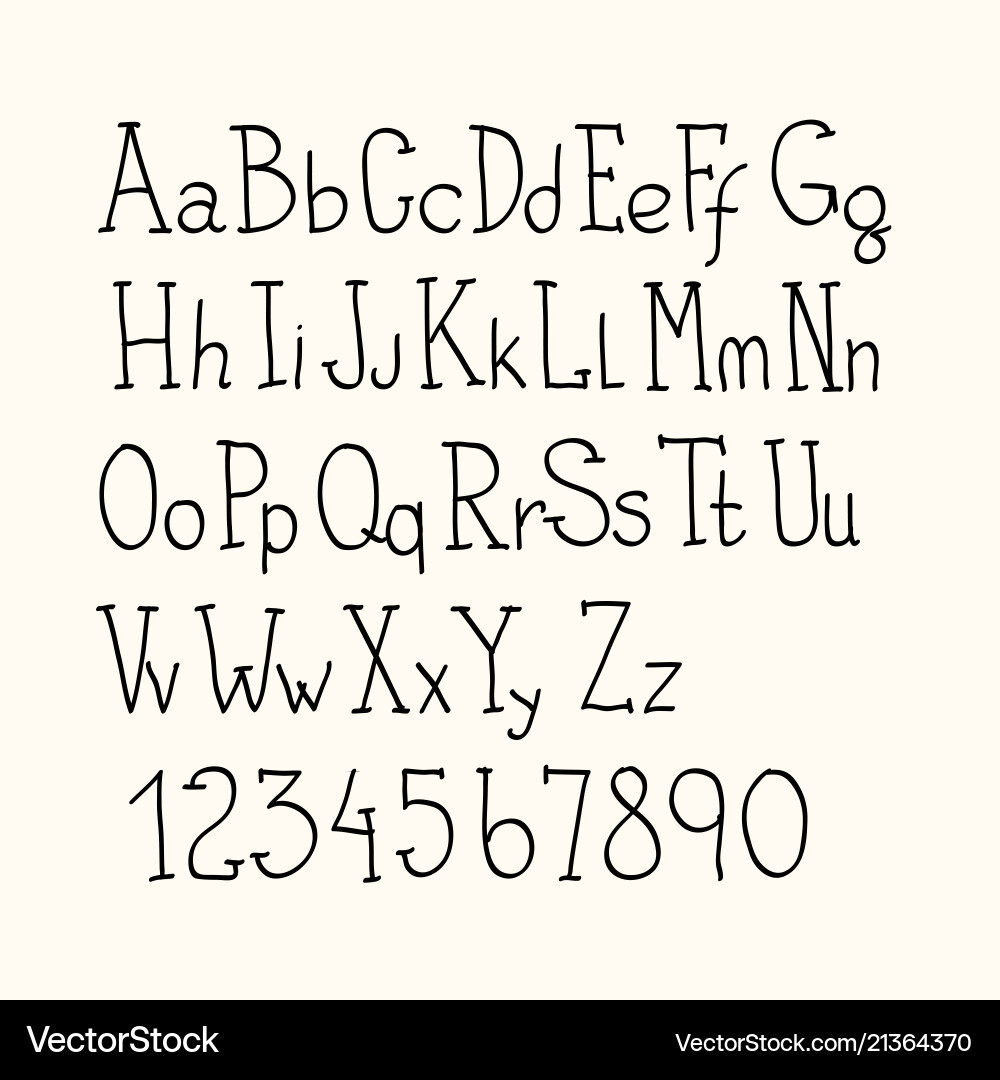 Hand drawn alphabet letters with numbers Vector Image