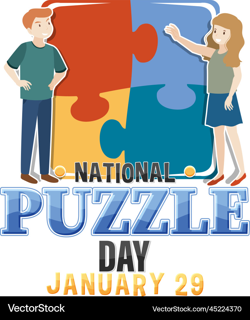 National puzzle day banner design Royalty Free Vector Image