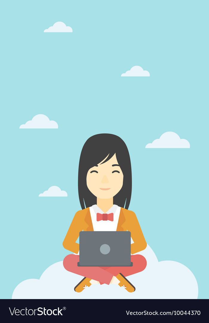 Woman using cloud computing technology Royalty Free Vector