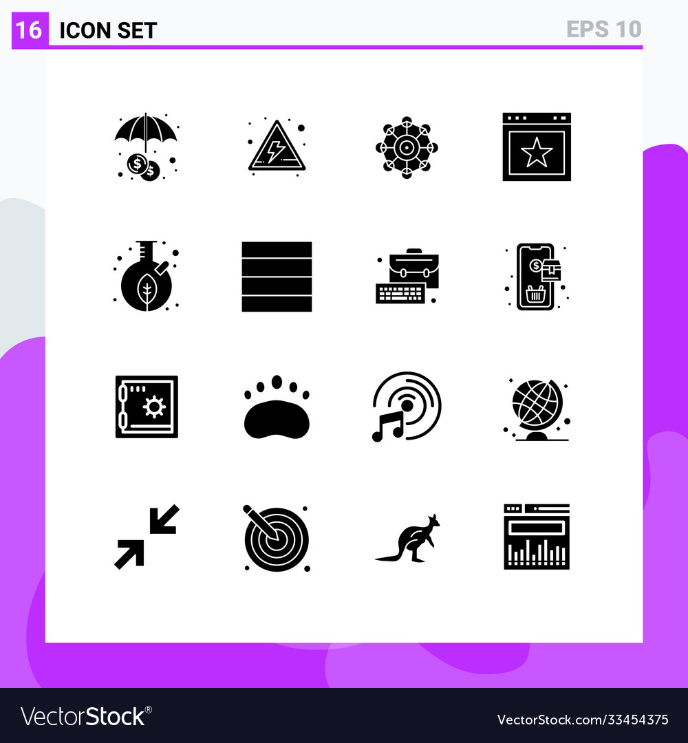 16 User Interface Solid Glyph Pack Modern Vector Image