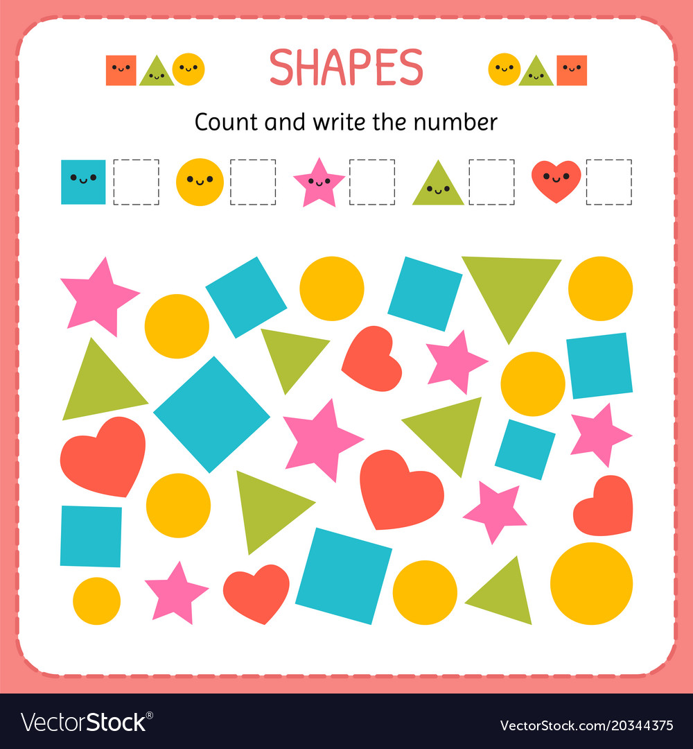 Count And Write The Number Learn Shapes Royalty Free Vector