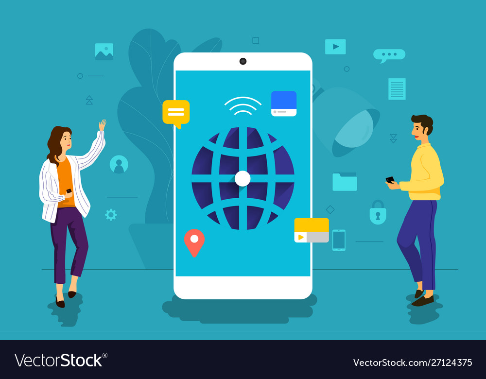 Creative working mobile application Royalty Free Vector