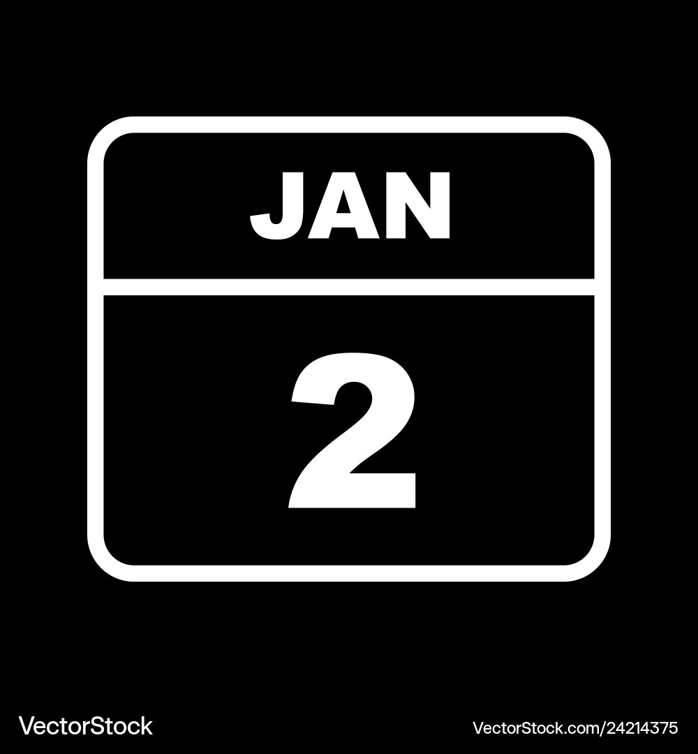 January 2nd date on a single day calendar Vector Image