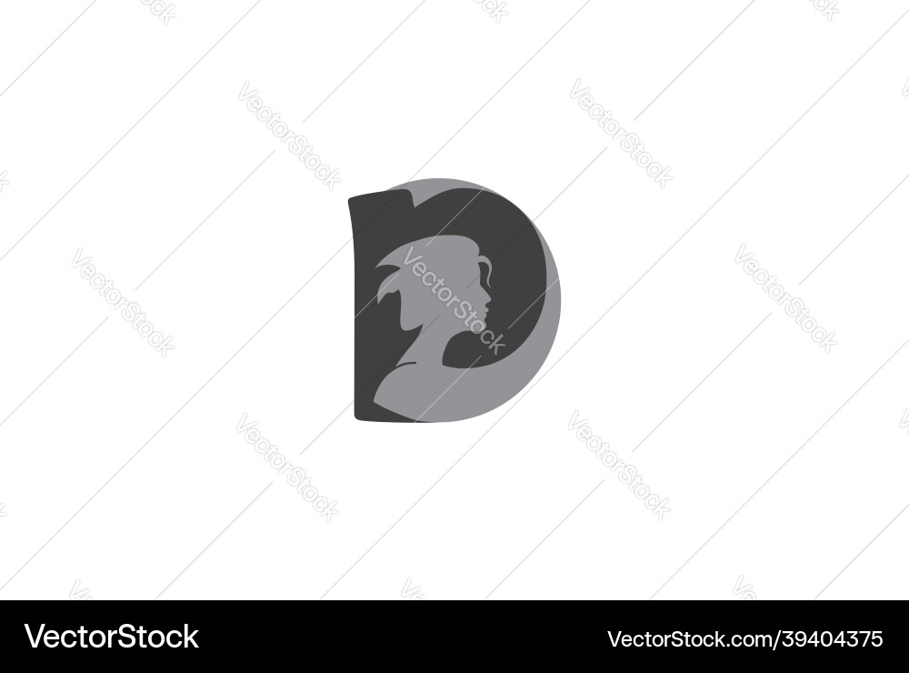Letter d with peoples heads Royalty Free Vector Image