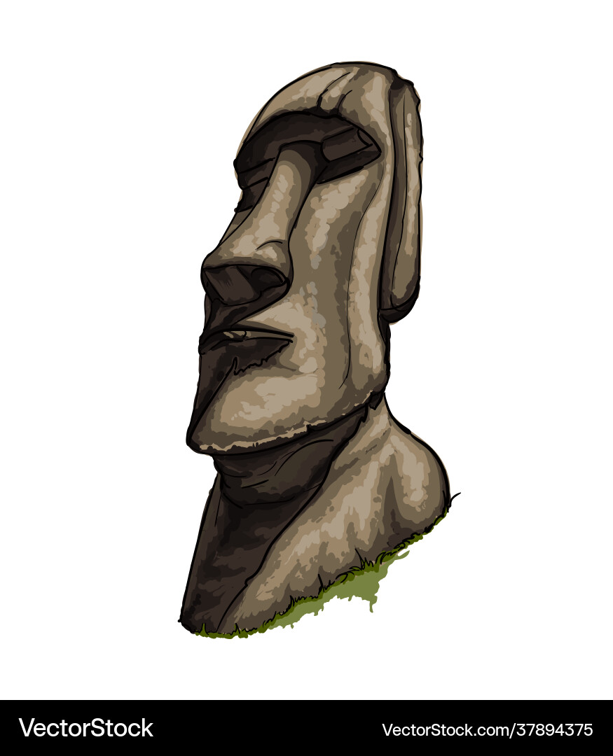Moai statue easter island statue from a splash of Vector Image