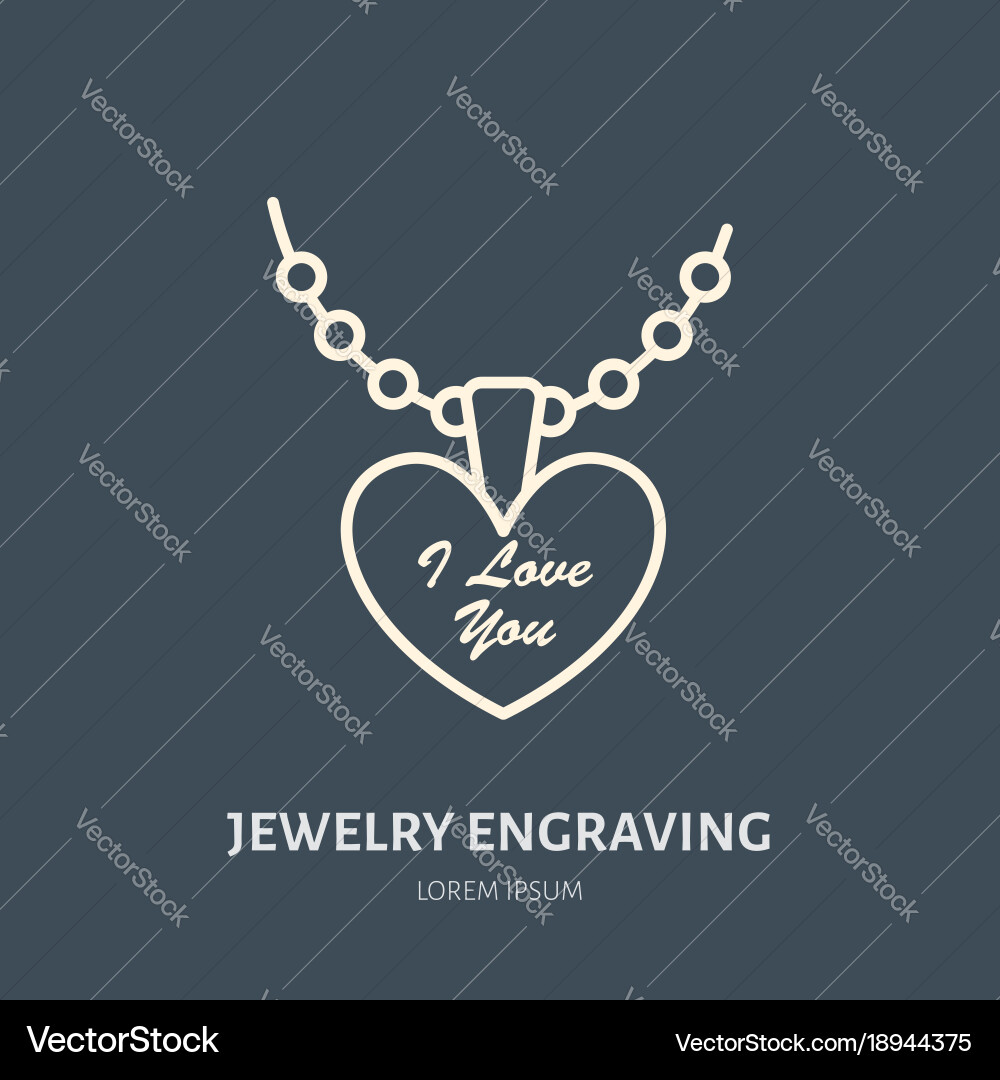Pendant on chain jewelry flat line Royalty Free Vector Image