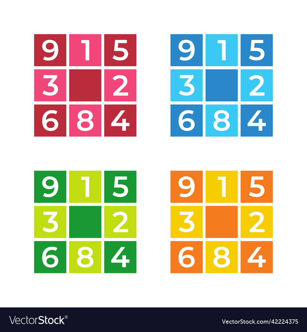 Sudoku Game Icon Set Popular Puzzle Game Concept Vector Image