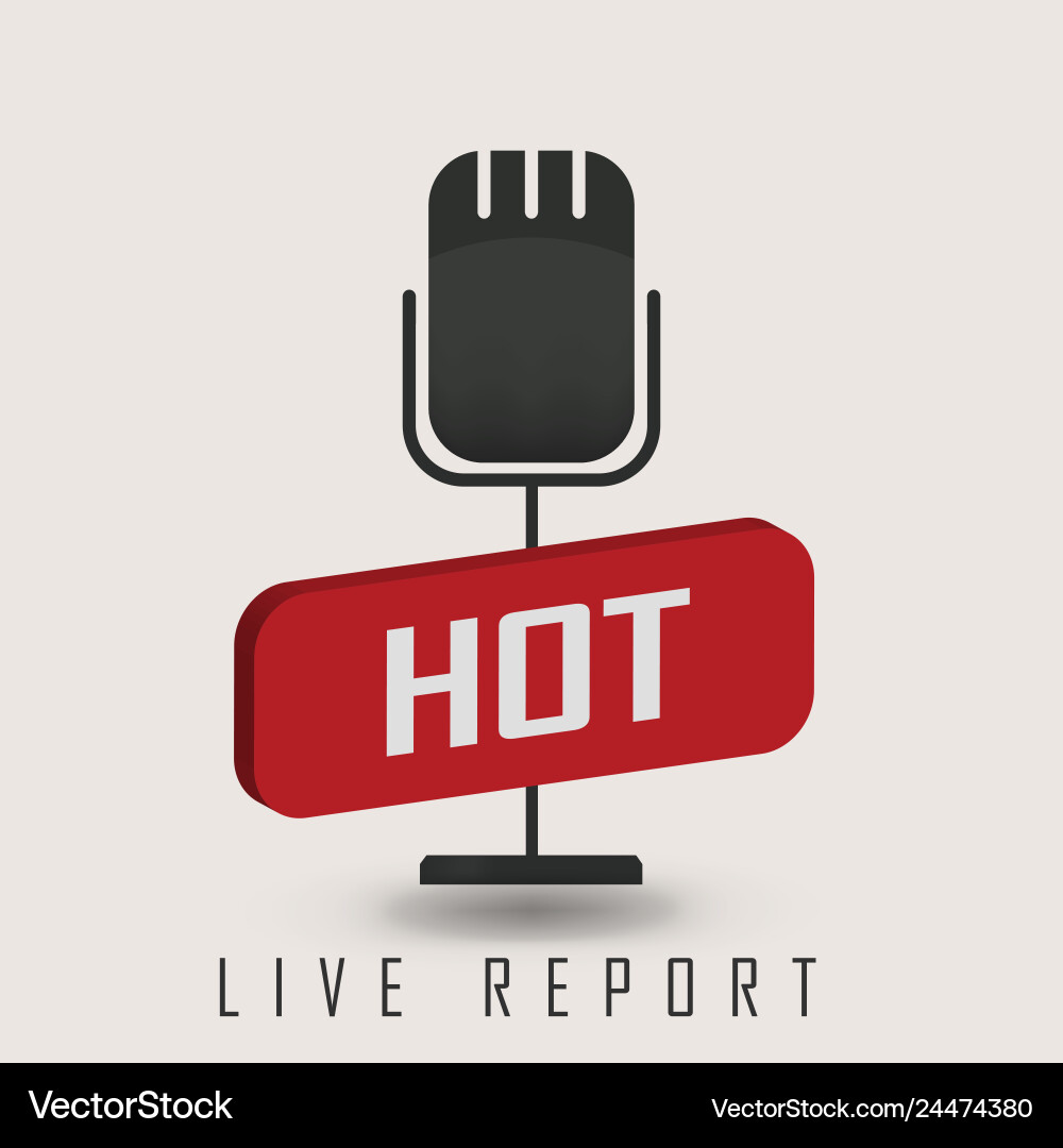 A live report with button news and microphone eps Vector Image