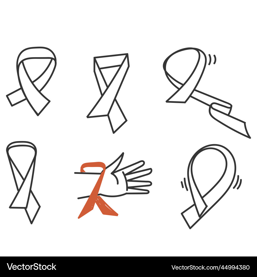 Hand drawn doodle awareness ribbon collection Vector Image