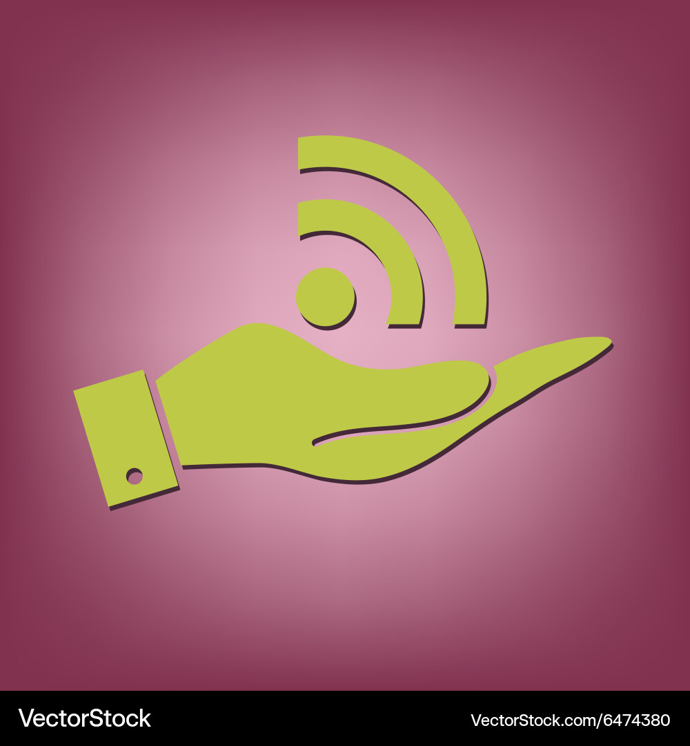 Hand holding a rss symbol character news Vector Image