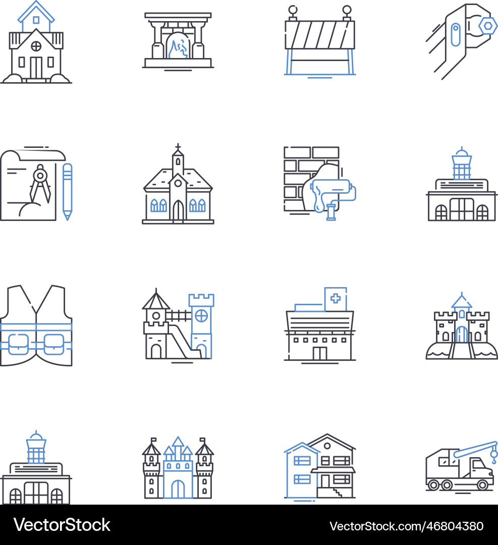 Hvac design line icons collection ventilation Vector Image