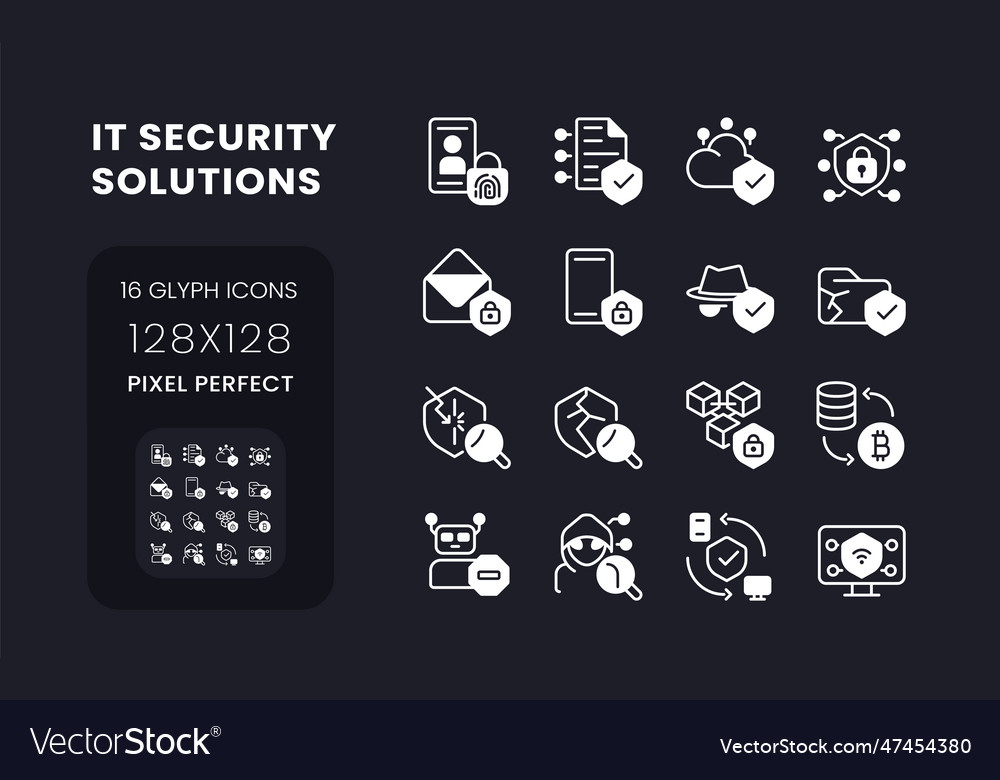 It security solutions white solid desktop icons Vector Image