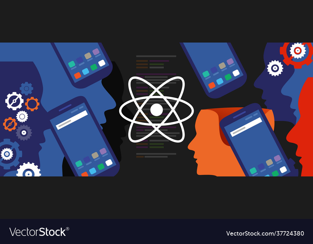 React Native Mobile Programming Coding Developer Vector Image