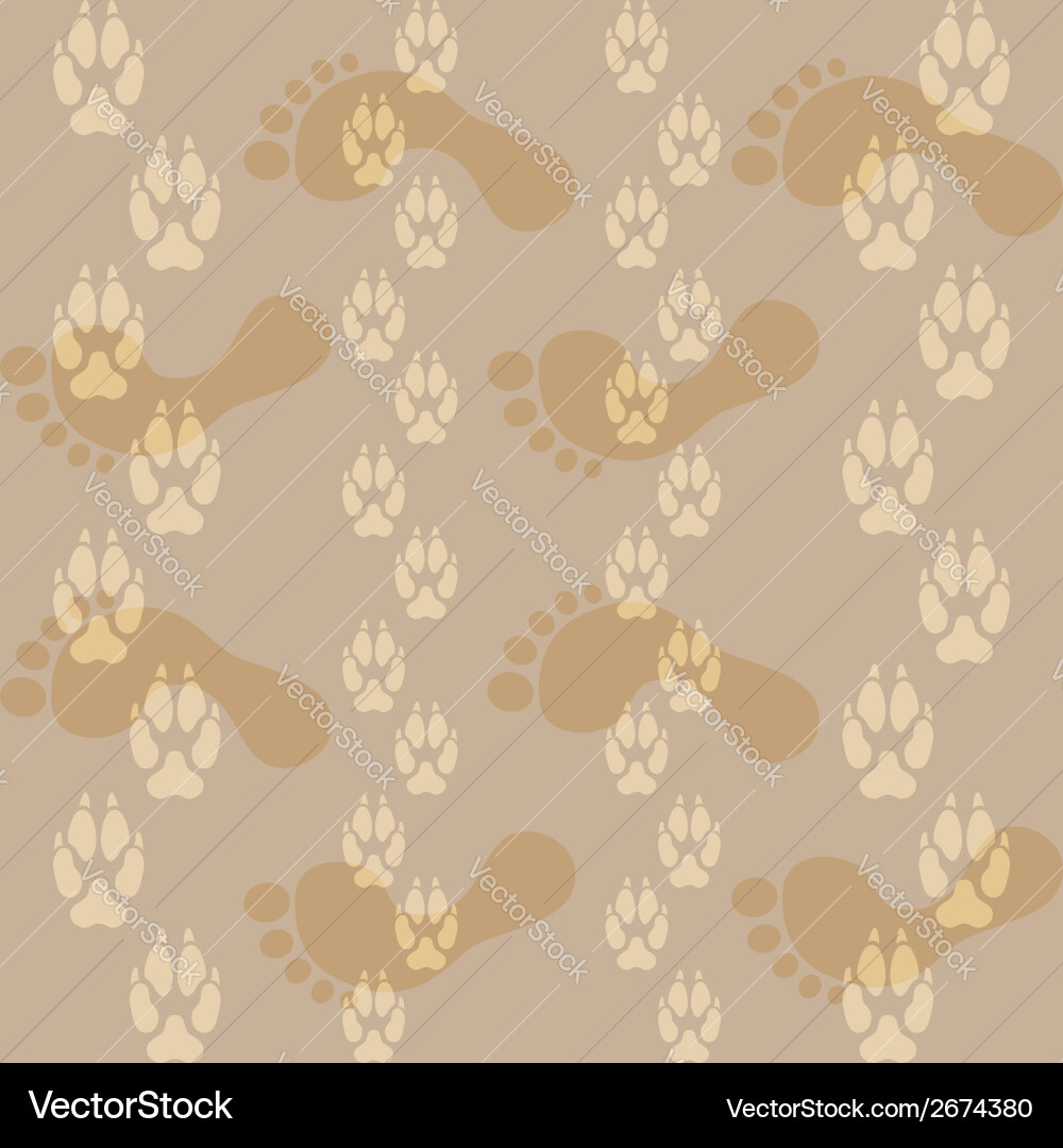 Seamless pattern ways dog paw prints and legs Vector Image