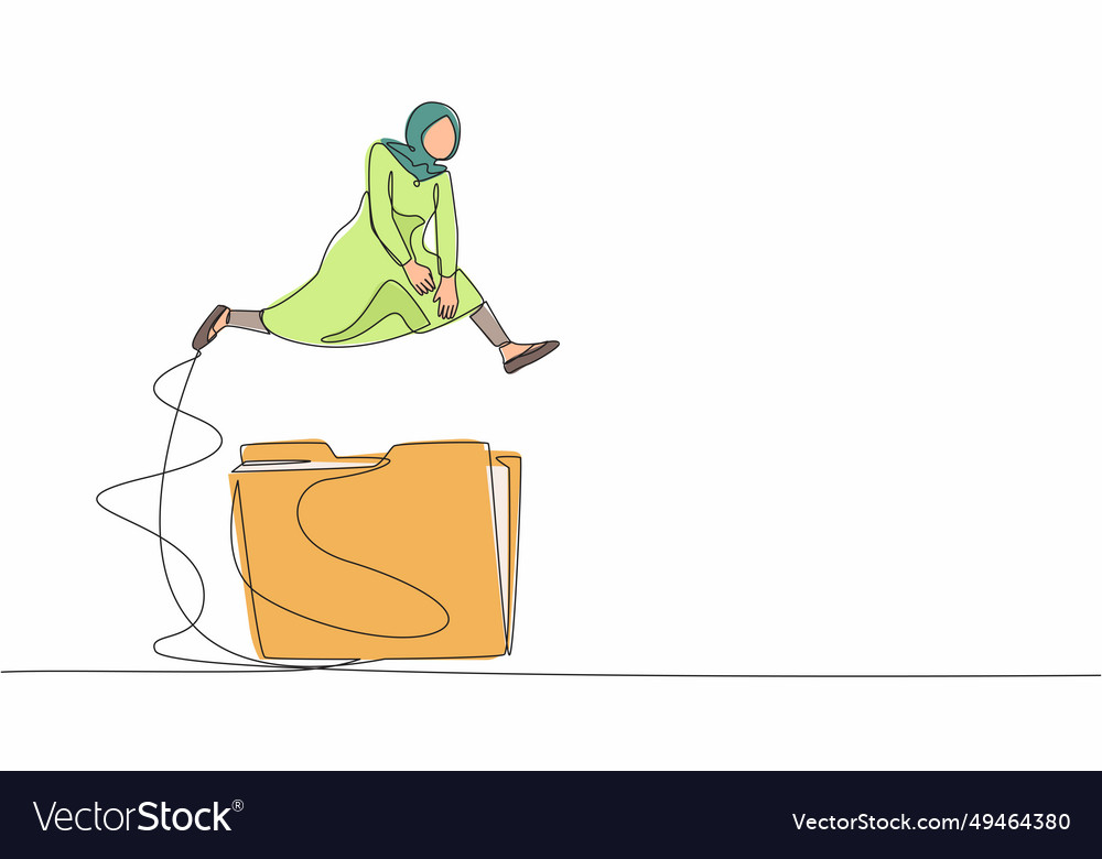 Single continuous line drawing arab businesswoman Vector Image