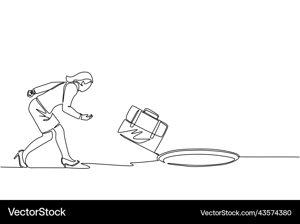 Single one line drawing businesswoman throws Vector Image