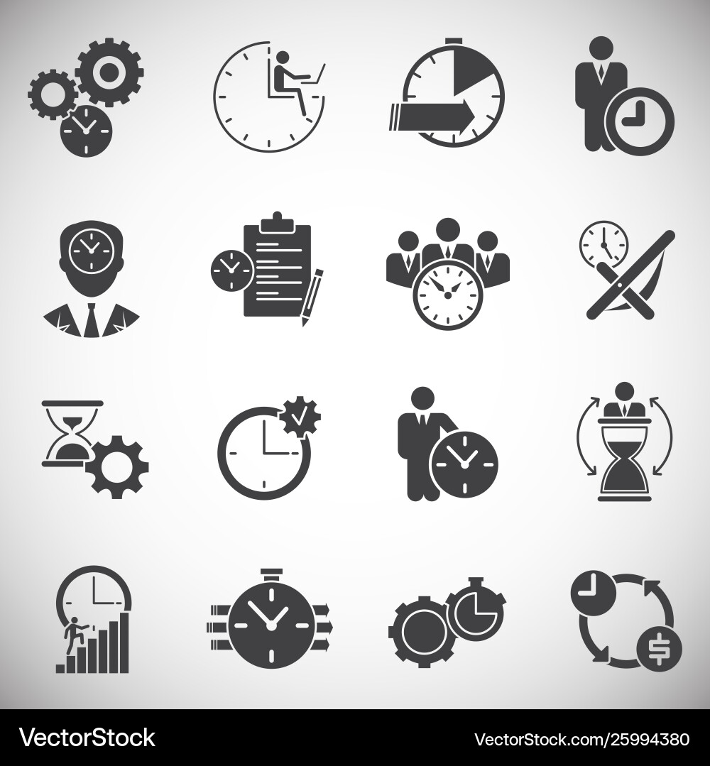 Time management related icons set on background Vector Image