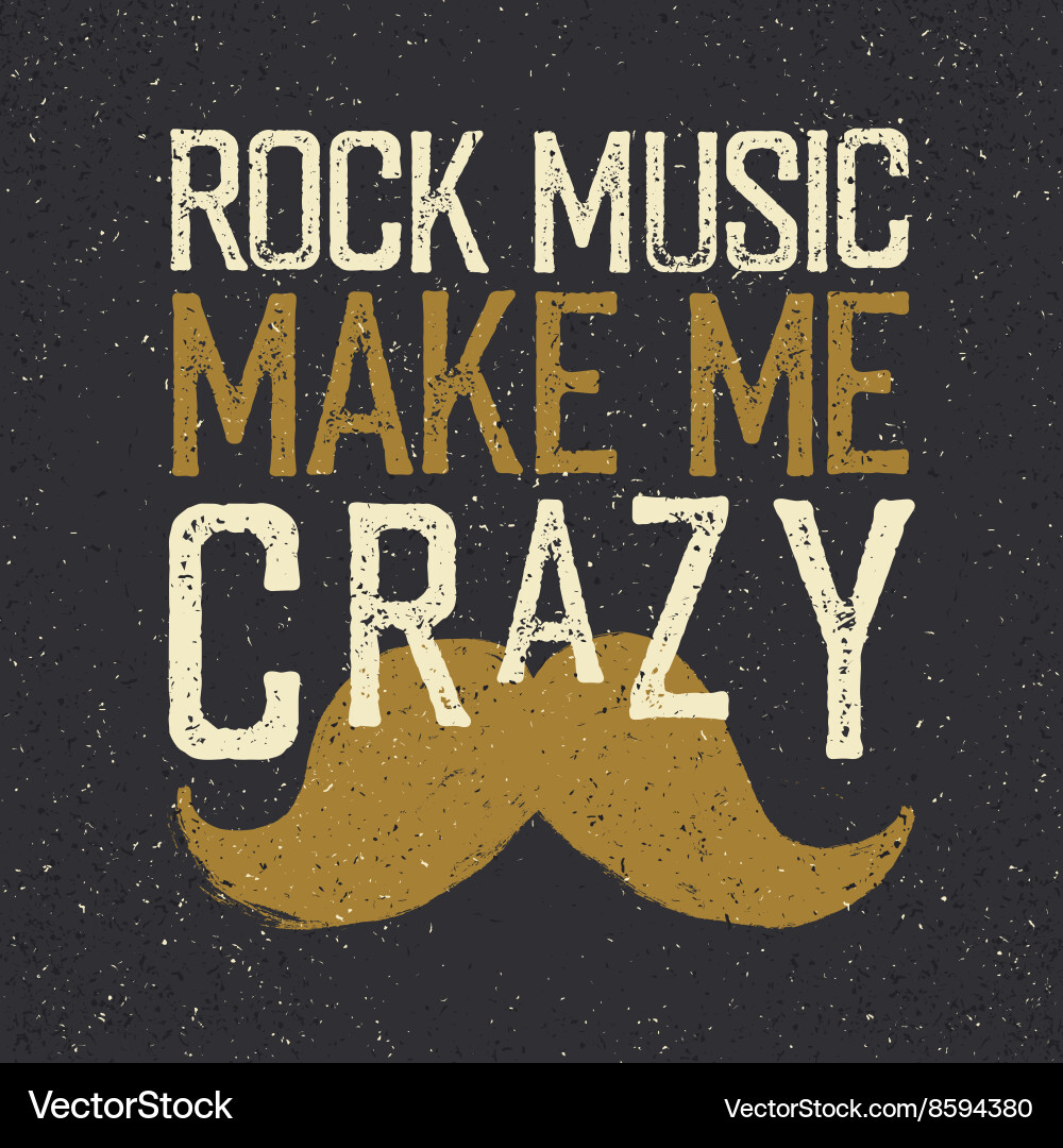 Vintage rock music label mustache make Royalty Free Vector