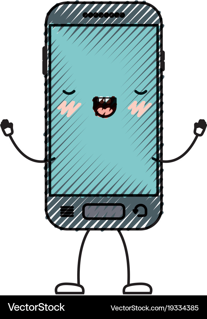 Animated kawaii smartphone icon in colored crayon Vector Image