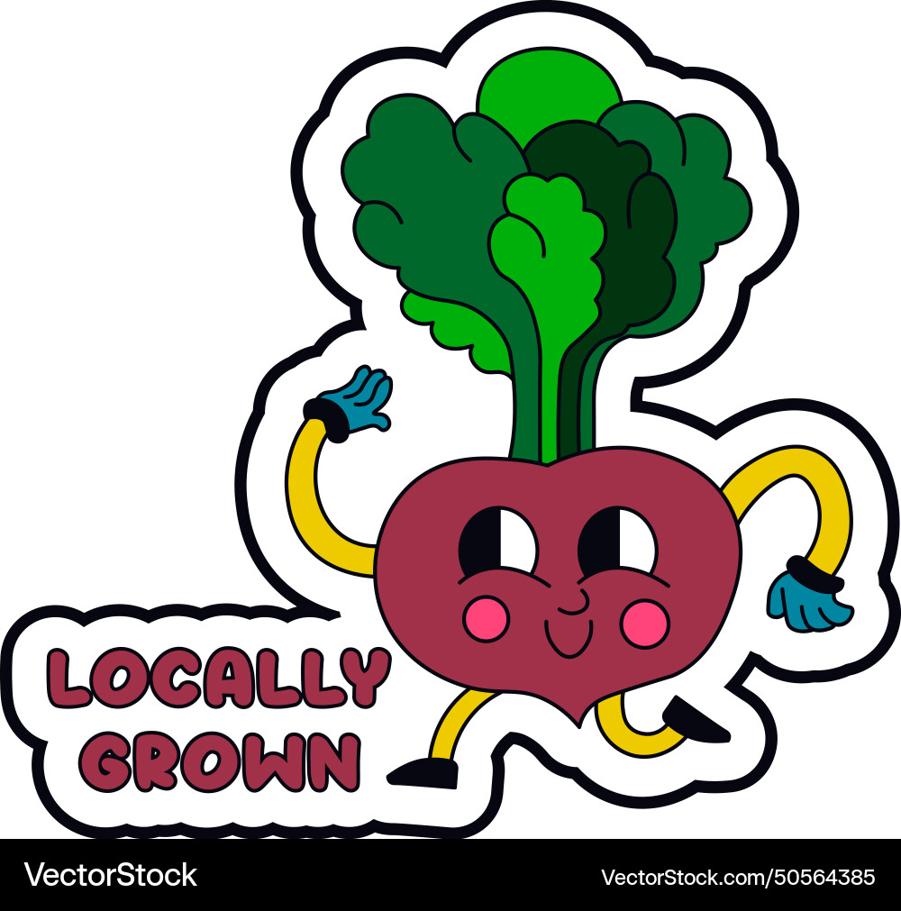 Beetroot label with leaves locally grown veggie Vector Image