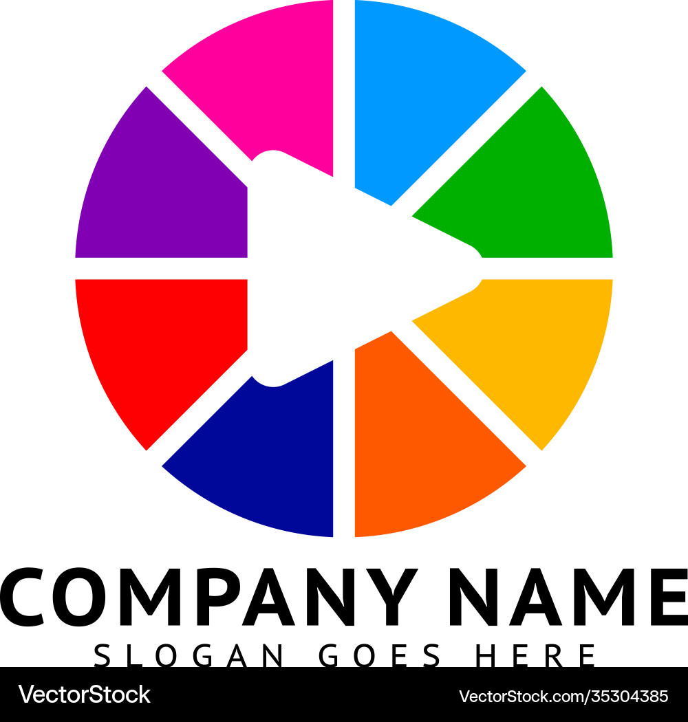Colorful play logo design template video circle Vector Image