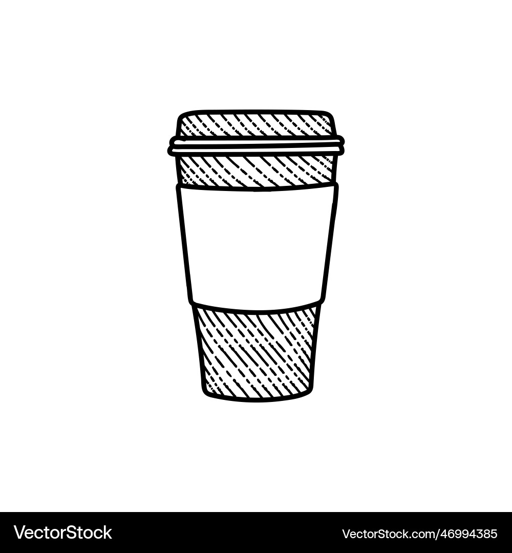 Cup of coffe line art creative design Royalty Free Vector